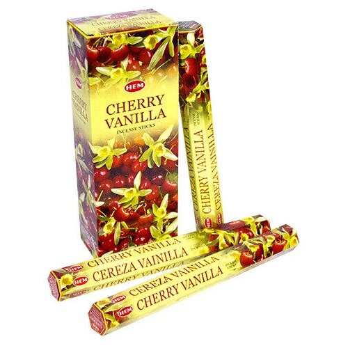 Благовоние HEM Вишня Ваниль Cherry Vanilla блок 6 упаковок Перо Павлина