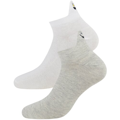 Носки MELLE, 2 пары, 2 уп., размер Unica (40-45), серый, белый