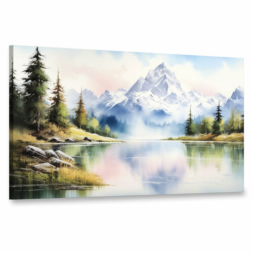 Интерьерная картина 100х60 "Уединенные горы: место для вдохновения"