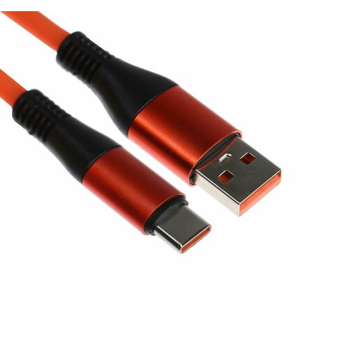 Кабель Type-C - USB, 5 A, оплётка TPE, утолщенный, 1 метр, оранжевый