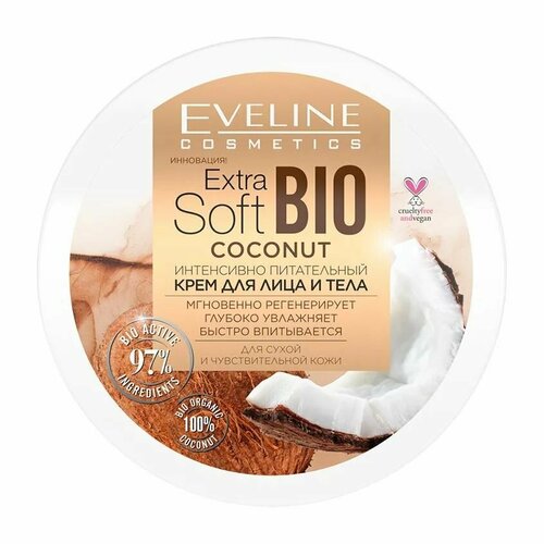 Eveline Cosmetics Интенсивно питательный крем для лица и тела EXTRA SOFT bio, 200 мл