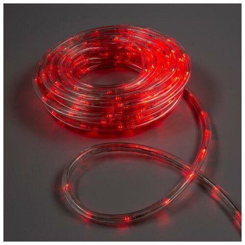 LED шнур 10 мм, круглый, 10 м, чейзинг, 2W-LED/м-24-220V, с контр. 8р, красный