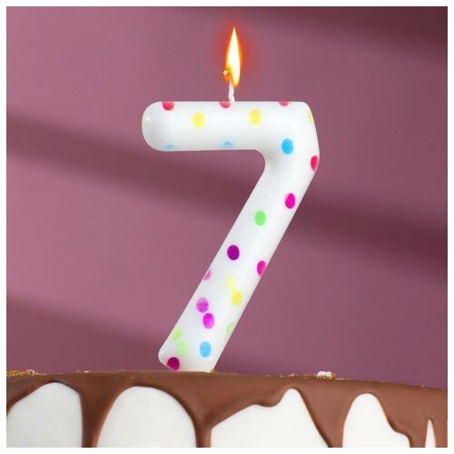 Свеча в торт на день рождения "Конфетти", цифра "7" , гигант, 9 см