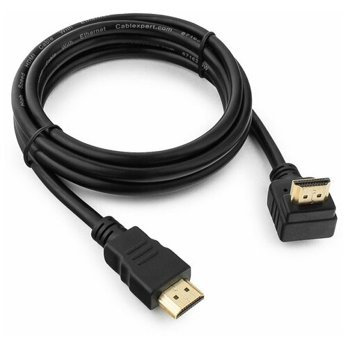 Кабель компьютерный телекоммуникационный HDMI Cablexpert CC-HDMI490-6, 1.8м, v1.4, 19M/19M, углов. разъем, черный, позол.разъемы, экран, пакет