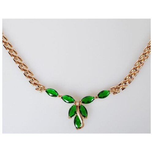 Колье Lotus Jewelry, фианит, длина 40 см, зеленый