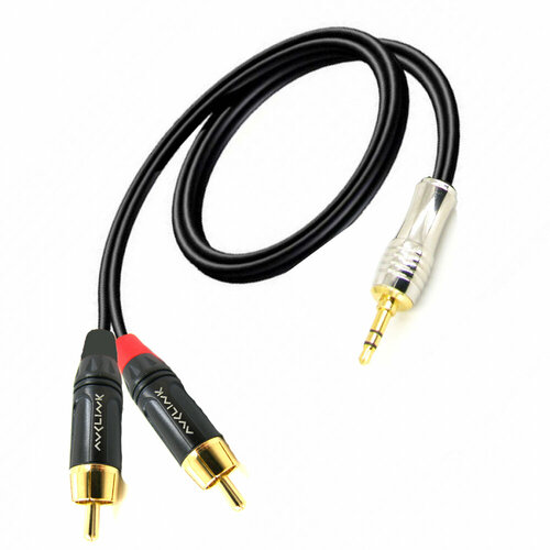 Кабель 2 RCA - mini JACK 3,5 стерео (2RCA - TRS 3,5mm) netaudio, длина 1 метр