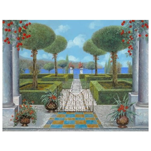 Репродукция на холсте Итальянский сад Борелли Гвидо 52см. x 40см.
