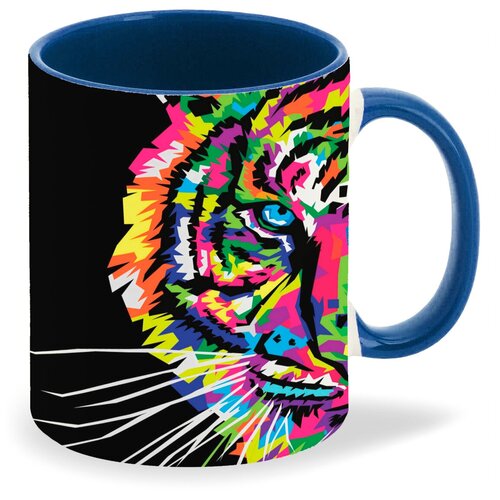 Кружка лазурный CoolPodarok Разноцветный тигр арт