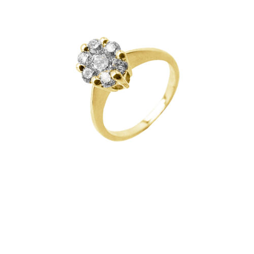 Кольцо, желтое золото, 750 проба, бриллиант, размер 16.9