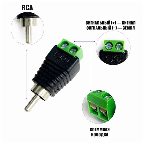 Разъем штекер RCA (папа) с клеммной колодкой