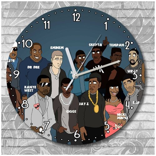 Настенные часы УФ музыка (music, rap, hip hop, sound, руки вверх, hands up, style, graffiti, life) - 2042