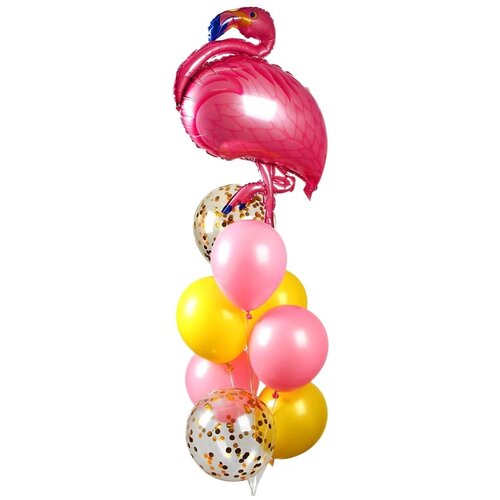 Набор воздушных шаров Страна Карнавалия Фламинго, желтый/розовый/бесцветный, 10 шт.