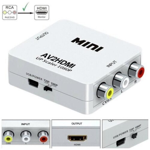 Видео-переходник/конвертер/преобразователь/компактный видео переходник гнездо HDMI выход - гнезда 3хRCA, AVW52
