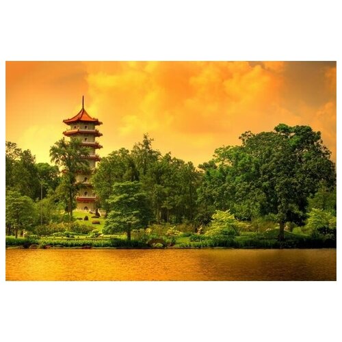Постер на холсте Фарфоровая пагода (Porcelain Pagoda) 60см. x 40см.