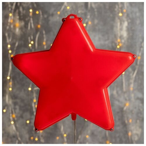 Фигура со светом Luazon Lighting "Звезда красная елочная", 20Х20 см, пластик, 3 метра провод, красный (3612423)