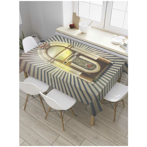 Скатерть прямоугольная JoyArty на кухонный стол "Барная ретро-дискотека" из оксфорда, 120x145 см