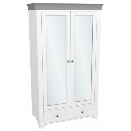 Шкаф Бейли 2-ств с зеркальными дверями цвет: белый/серый