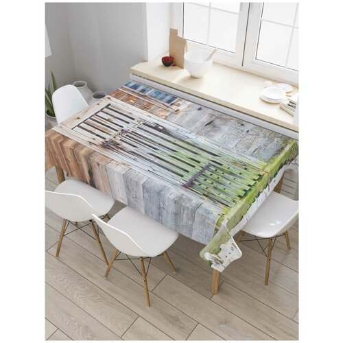Скатерть прямоугольная JoyArty на кухонный стол "Деревянная дверь" из оксфорда, 120x145 см