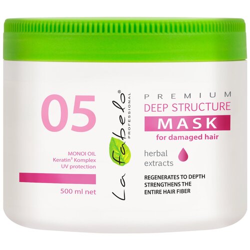 Маска La Fabelo Premium 05 Deep Structure глубоко структурирующая для поврежденных и жирных волос, 500мл