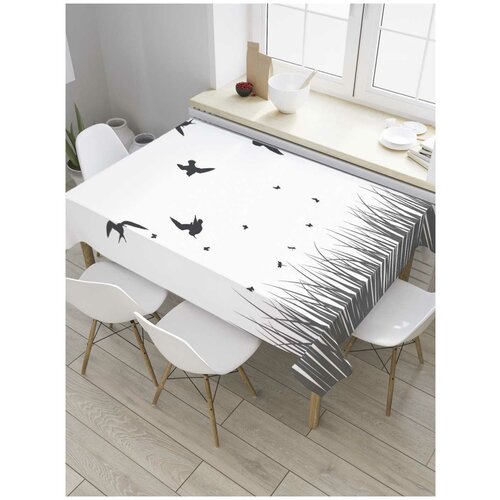Скатерть прямоугольная JoyArty на кухонный стол "Ловля насекомых" из оксфорда, 180x145 см