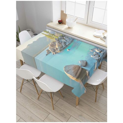 Скатерть прямоугольная JoyArty на кухонный стол "Каменное мелководье" из оксфорда, 120x145 см