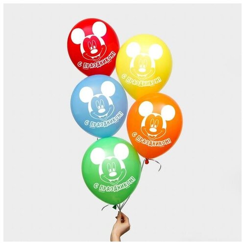 Disney Воздушные шары «С праздником», Микки Маус, 5 шт, 12"
