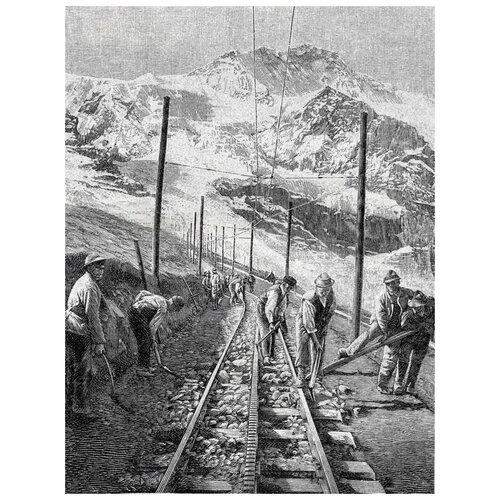 Постер на холсте Строительство железной дороги (Construction of the railway) №4 50см. x 66см.