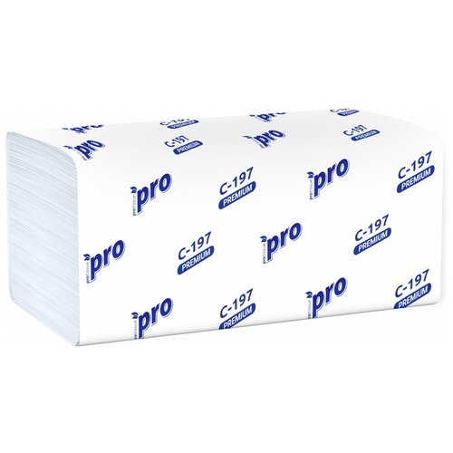 Полотенца бумажные Protissue Premium C-197 V-сложения двухслойные 200 лист., белый 21 х 22 см