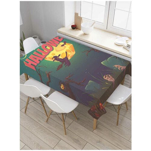 Скатерть прямоугольная JoyArty на кухонный стол "Ведьма на метле" из оксфорда, 180x145 см