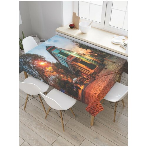 Скатерть прямоугольная JoyArty на кухонный стол "Угловой дом" из оксфорда, 120x145 см