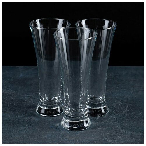 Набор стаканов для пива Pub, 320 мл, 3 шт, бокал пивной прозрачный, стеклянные пивные кружки