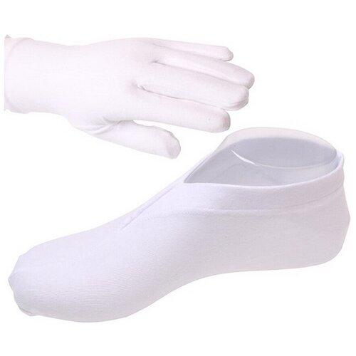 Перчатки и Носочки хлопковые для косметических процедур, перчатки + носочки (размер универсальный)