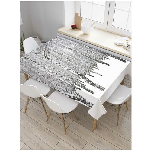 Скатерть прямоугольная JoyArty на кухонный стол "Иллюзия с березами" из оксфорда, 180x145 см