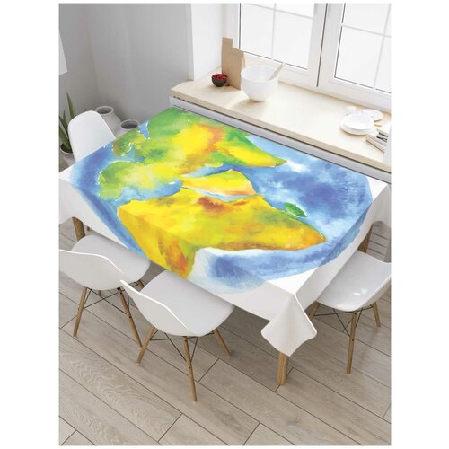 Скатерть прямоугольная JoyArty на кухонный стол "Планета Земля акварелью" из оксфорда, 180x145 см