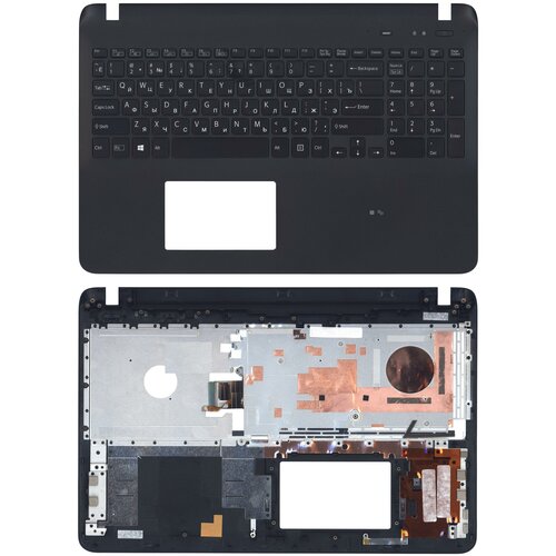 Клавиатура для ноутбука Sony FIT 15 SVF15 черная топ-панель c подсветкой