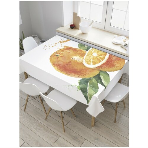 Скатерть прямоугольная JoyArty на кухонный стол "Плода мандарина" из оксфорда, 180x145 см