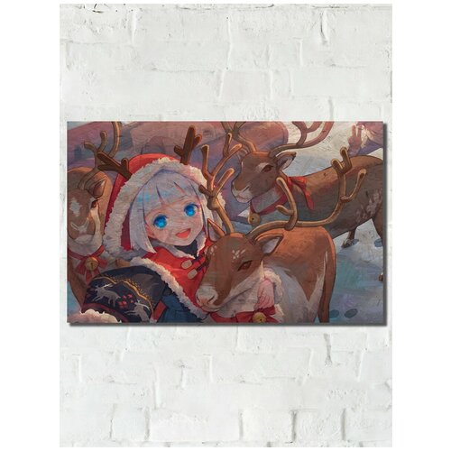 Картина интерьерная на рельефной доске Новый год (Рождество, Дед Мороз, Снегурочка, Аниме) - 7268 Г