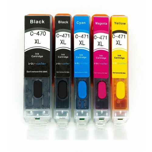Набор перезаправляемых картриджей Inkmaster PGI-470/CLI-471 XL с чернилами 5 цветов для Canon PIXMA TS5040, 6040, 8040, 9040 / MG5740, 6840, многоцветный