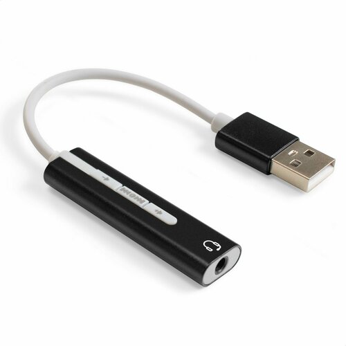 Кабель-адаптер для подключения телефонной гарнитуры к порту USB ExeGate (1x Jack3.5 F (4-контакта), кнопки: volume +, volume -, play/pause/next/previous, Windows/Linux/MAC OS) EX296332RUS