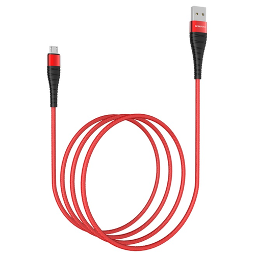 Кабель Borofone Кабель BOROFONE BX32 Munificent, USB - microUSB, 1м, 2,4A, черный, 1 м, 1 шт., красный