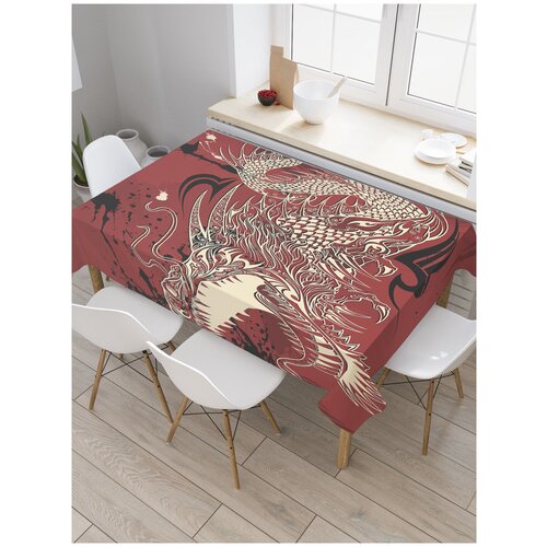 Скатерть прямоугольная JoyArty "Свирепый дракон" из сатена, 120x145 см