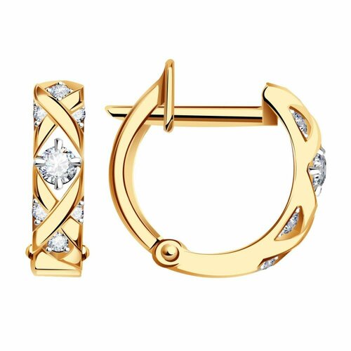 Серьги Diamant online, золото, 585 проба, циркон, длина 1.4 см