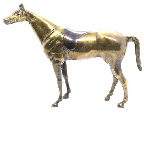 Статуэтка бронзовой лошади с седлом из бронзы. Символ года 2023 года.