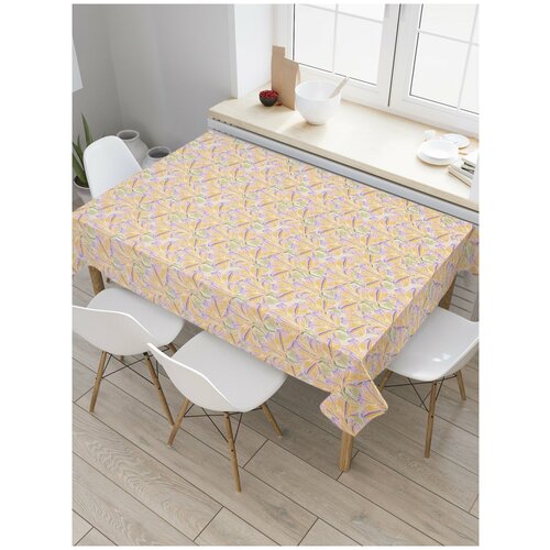 Скатерть прямоугольная JoyArty на кухонный стол "Пестрые цветы" из оксфорда, 180x145 см