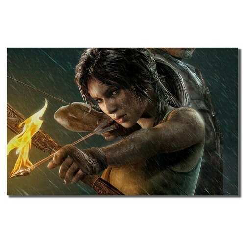Картина интерьерная на дереве, рисунок игра Tomb Raider Lara Croft Лара Крофт Расхетительница гробниц - 6582 Г