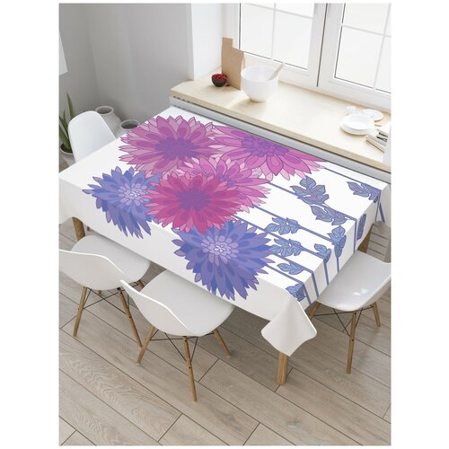 Скатерть прямоугольная JoyArty на кухонный стол "Садовые георгины" из оксфорда, 180x145 см