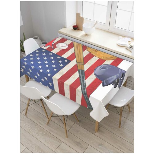 Скатерть прямоугольная JoyArty на кухонный стол "Бейсбольная Америка" из оксфорда, 180x145 см