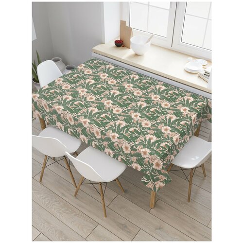 Скатерть прямоугольная JoyArty на кухонный стол "Винтаж тропических цветов" из оксфорда, 180x145 см