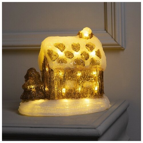 Светодиодная фигура «Зимний домик» 22 × 21 × 17 см, акрил, 30 LED, 220 В, свечение тёплое белое
