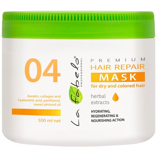 Маска La Fabelo Premium 04 Hair Repair восстановление для сухих и окрашенных волос, 500мл